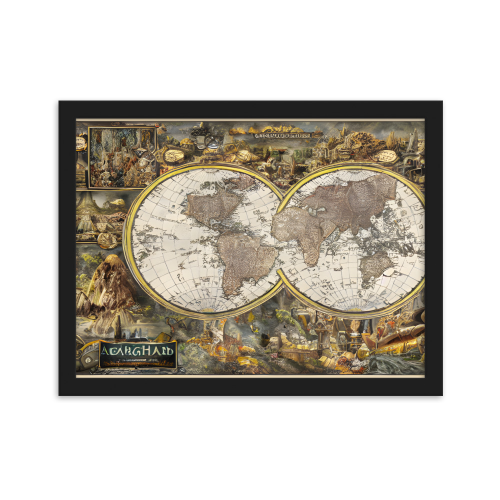 Shambhala Map Poster on Matte Paper with Frame